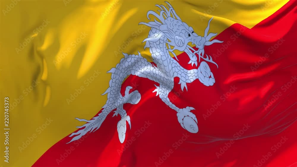 241. Bhutan Flag Waving in Wind Slow Motion Animation . 4K Realistic ...