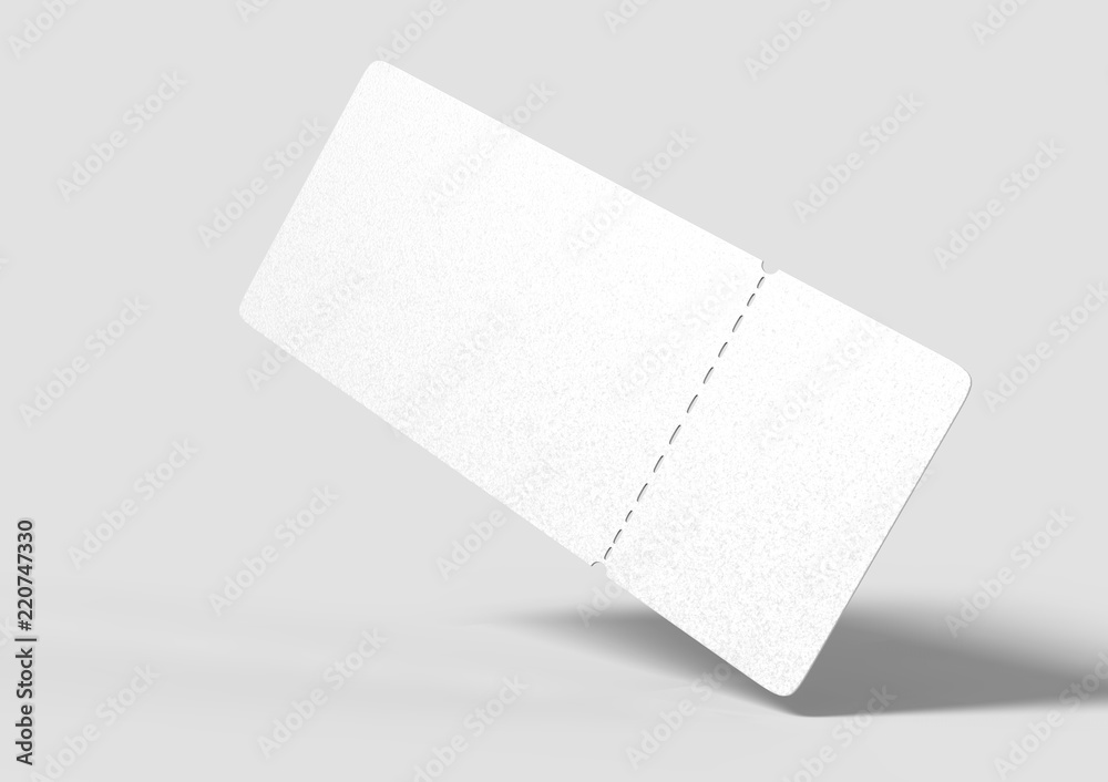 Blank ticket for mock up design or design presentation. 3d render ...