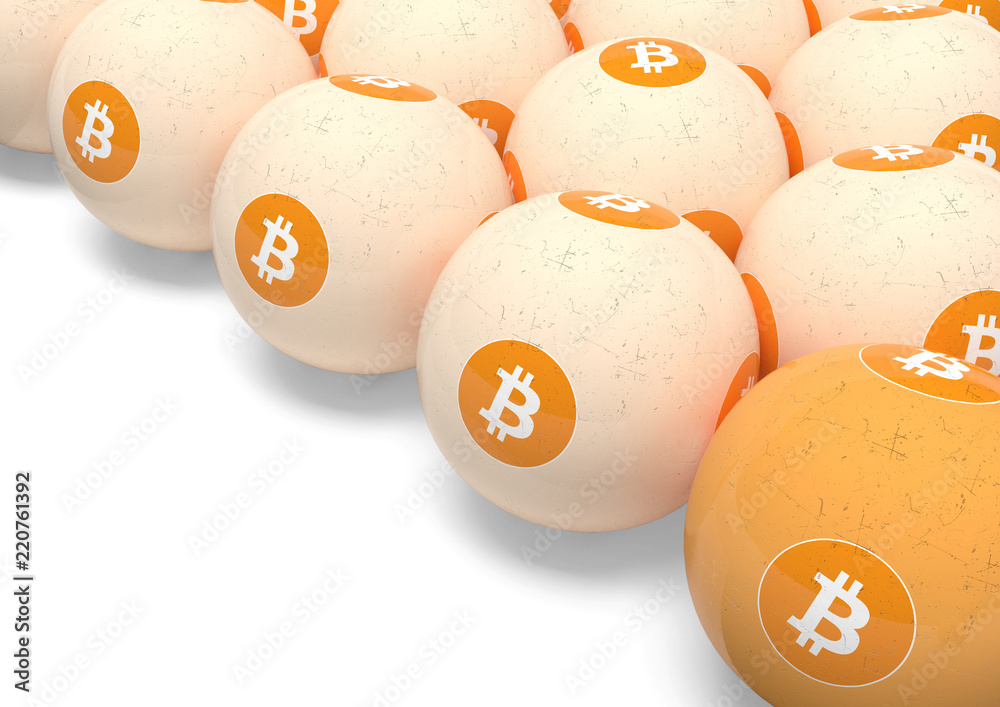Bitcoin. Billiard balls with the image of crypto currency. Stock ...