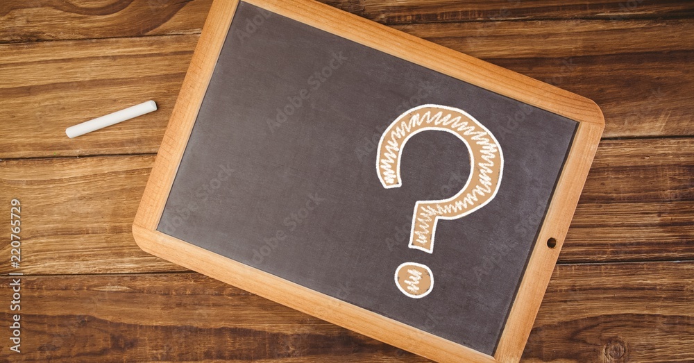 Question mark education drawings on blackboard for school Stock Photo ...