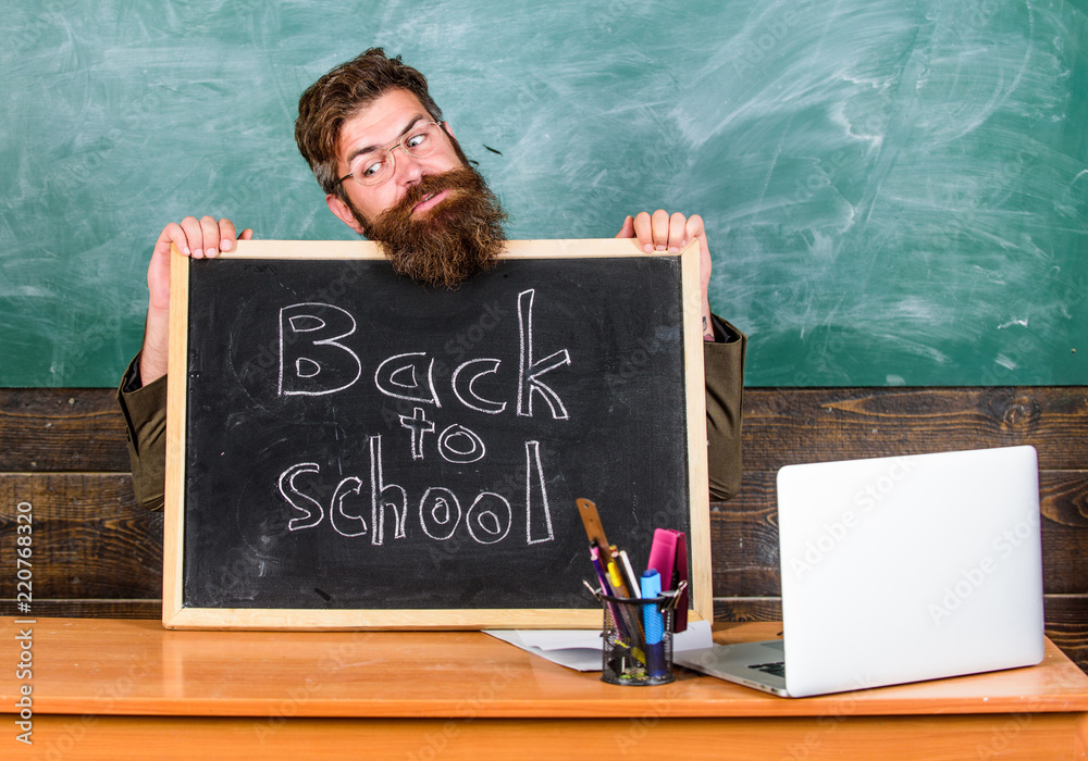 Beginning of new school year in september. Teacher or school principal ...