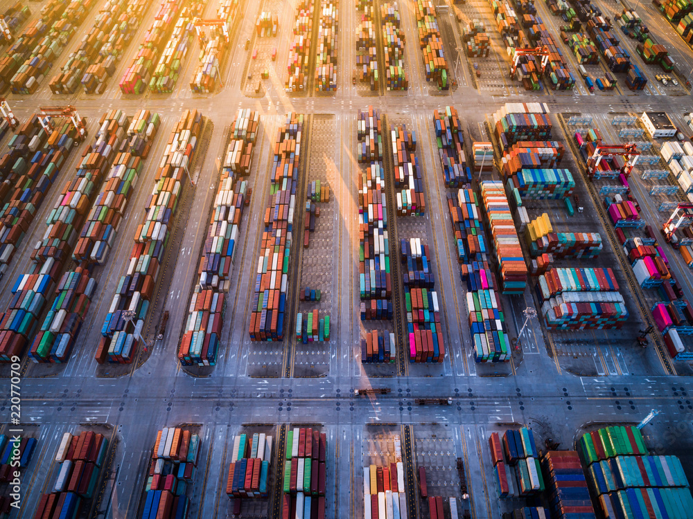 shanghai container terminal at dusk, one of the largest cargo port in ...