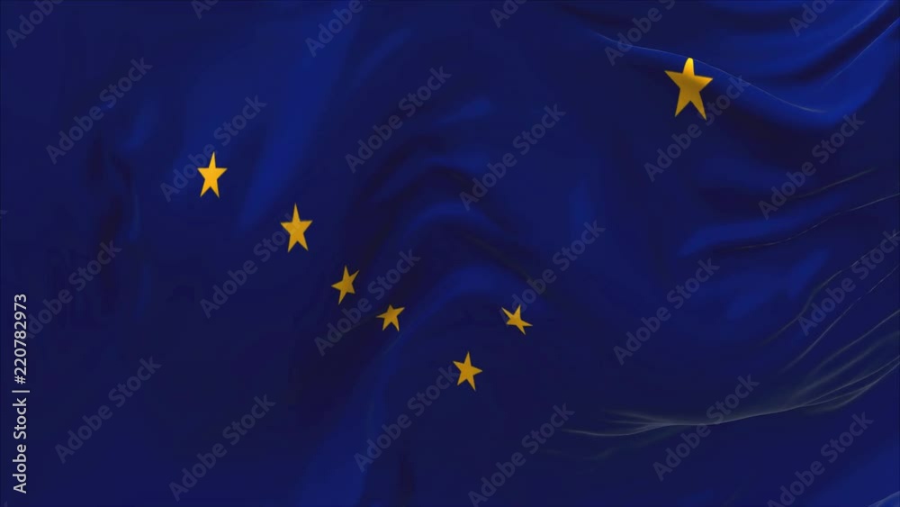 264. Alaska Flag Waving in Wind Slow Motion Animation . 4K Realistic ...