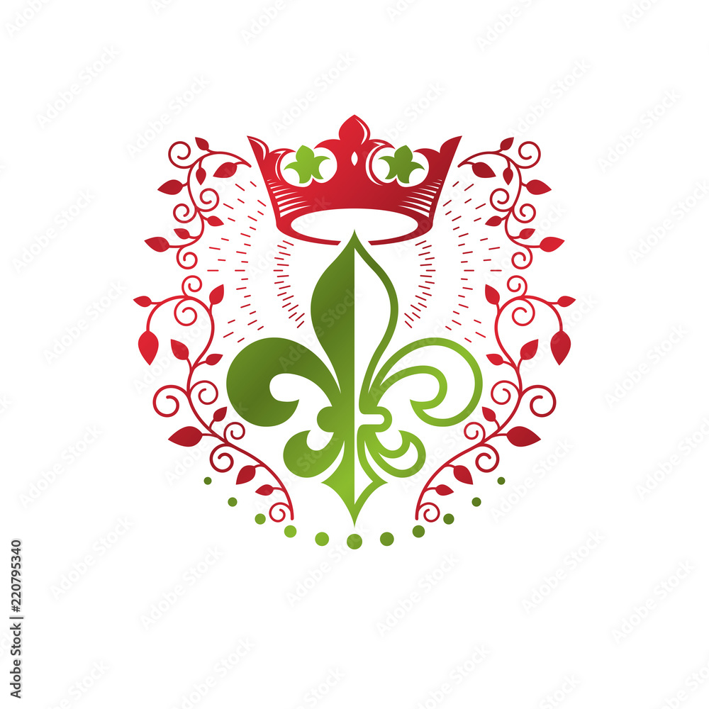 Heraldic coat of arms decorative emblem with lily flower and royal ...