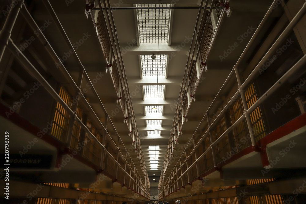 Alcatraz prison ceiling in San Francisco, California, USA Stock Photo ...