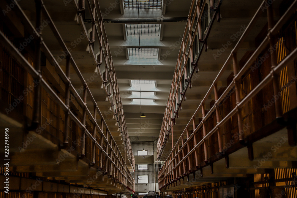 Alcatraz prison ceiling in San Francisco, California, USA Stock Photo ...