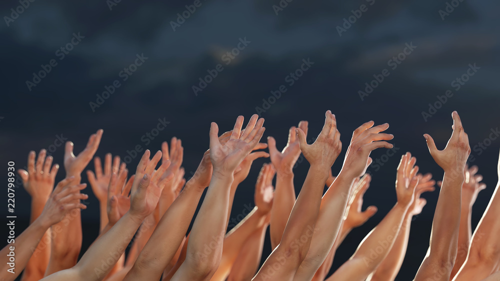 Party Crowd Hands Up