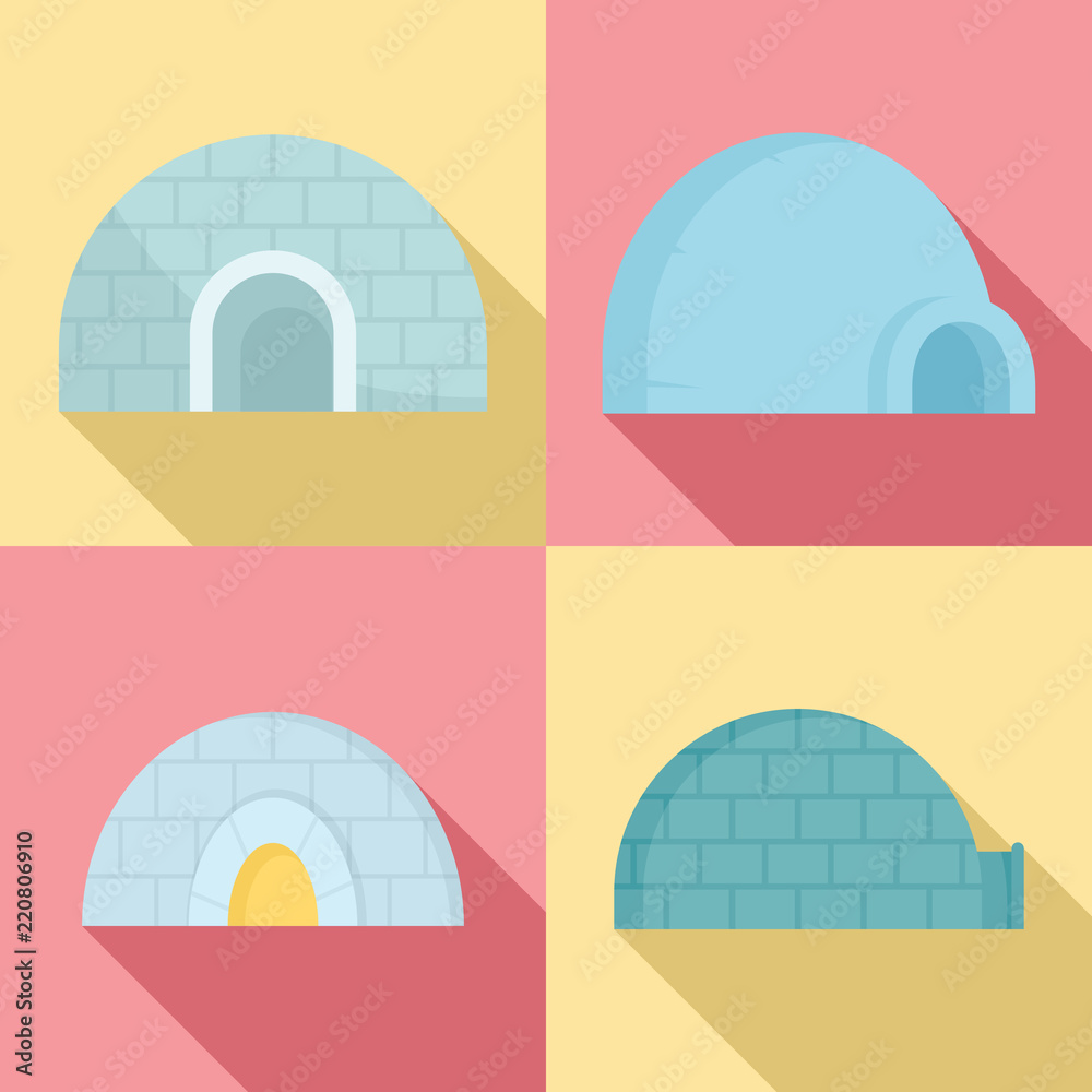 Igloo icon set. Flat set of igloo vector icons for web design Stock ...