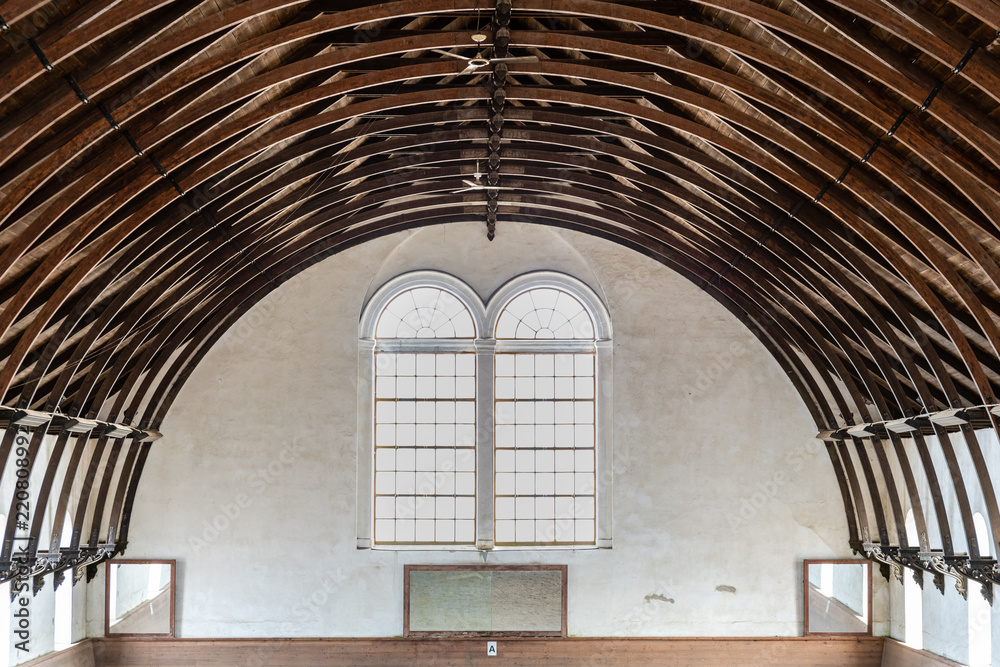 Beautiful roof construction with curved arches Stock Photo | Adobe Stock