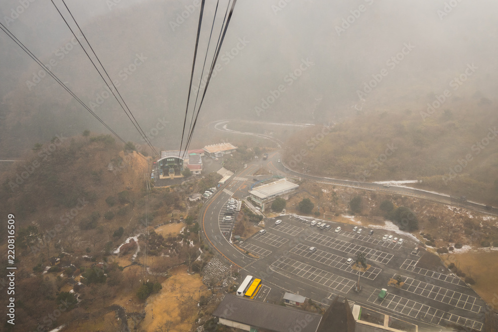 The beppu ropeway is a tourist destination in the winter of Kyushu ...