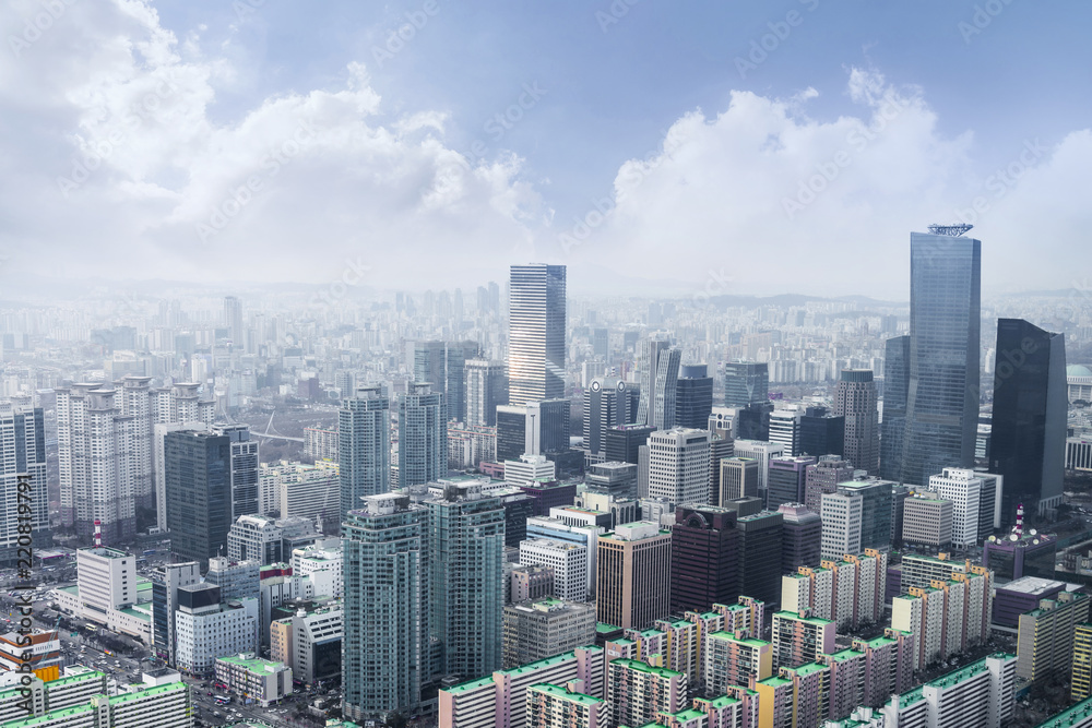 Seoul cityscapes, skyline, high rise office buildings and skyscrapers ...