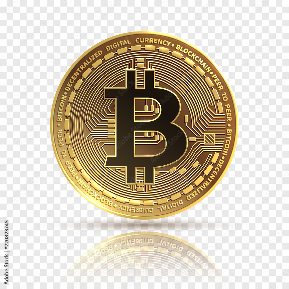 Bitcoin. Golden cryptocurrency coin. Electronics finance money symbol ...