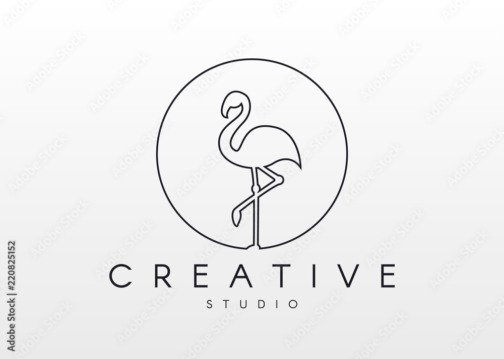 Flamingo Logo. Linear logo, in the form of a flamingo. Stock Vector ...