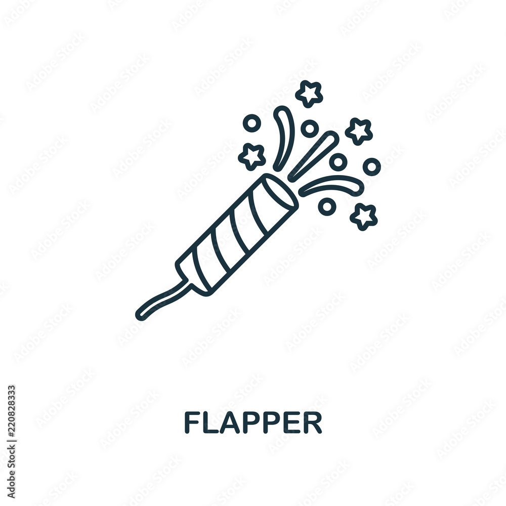 Flapper With Confetti outline icon. Simple element illustration ...