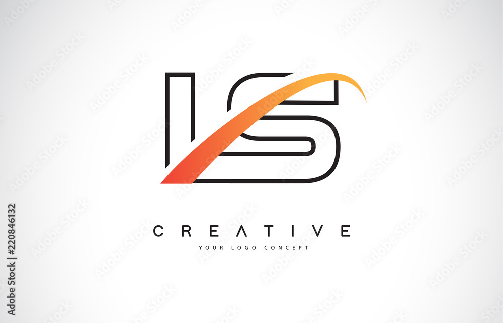 LS L S Swoosh Letter Logo Design with Modern Yellow Swoosh Curved Lines ...