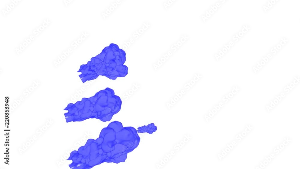 Abstract Blue ink drop in water on a white background for effects with ...