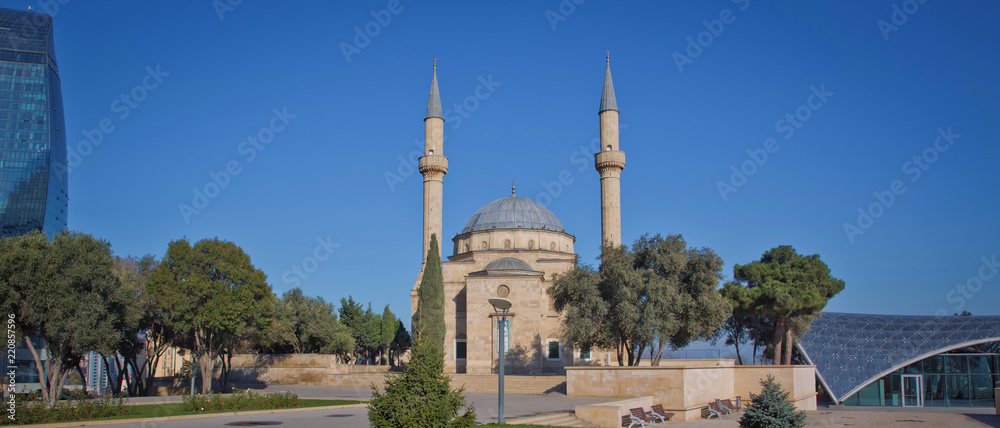 City view of the capital of Azerbaijan - Baku. Famous Flame Towers ...