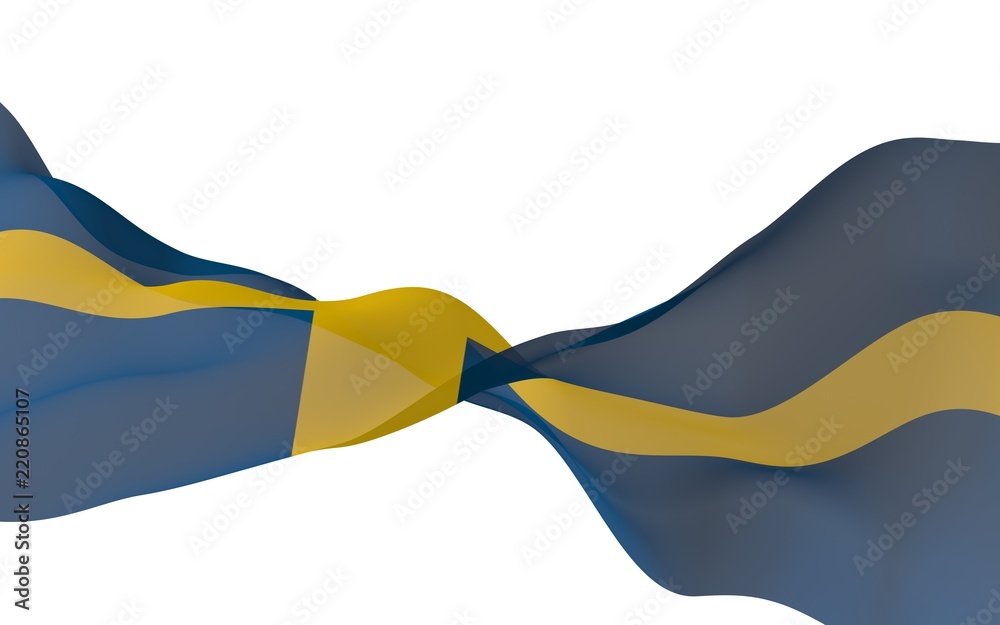 The flag of Sweden. Official state symbol of the Kingdom of Sweden. A ...