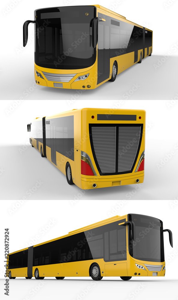Set large city bus. Model template for placing your images and ...