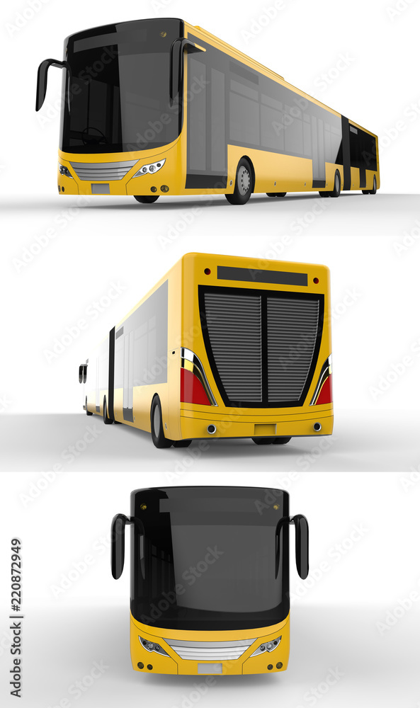 Set large city bus. Model template for placing your images and ...