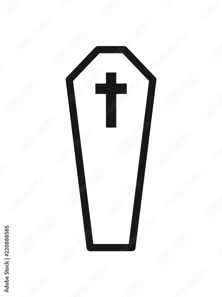 ภาพประกอบสต็อก kontur sarg beerdigen kreuz grab friedhof tot grabstein ...