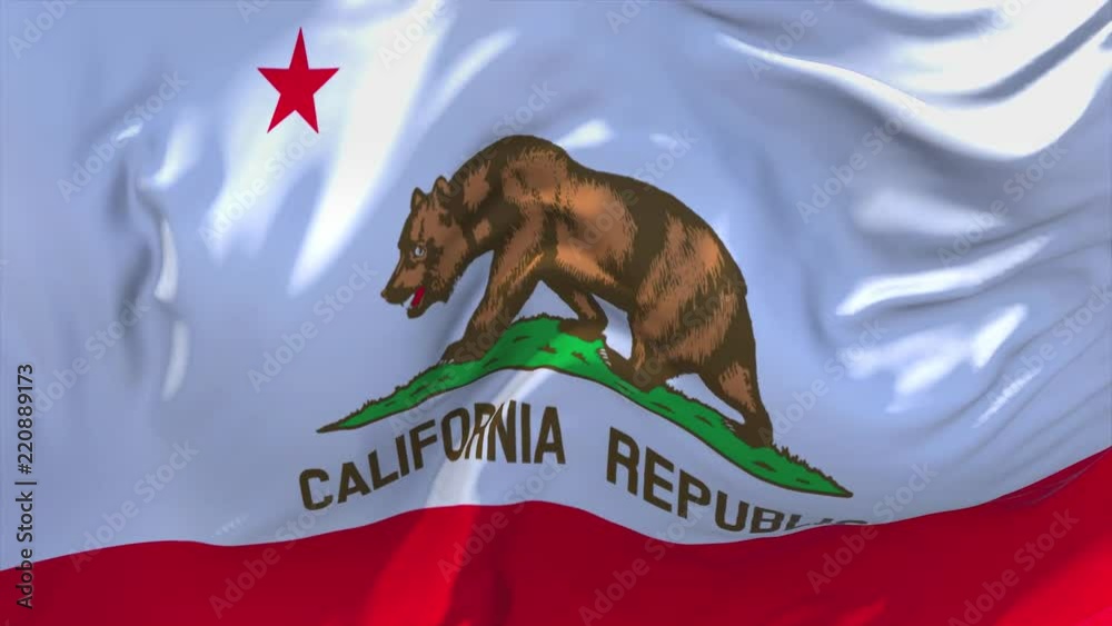 303. California Flag Waving in Wind Slow Motion Animation . 4K ...