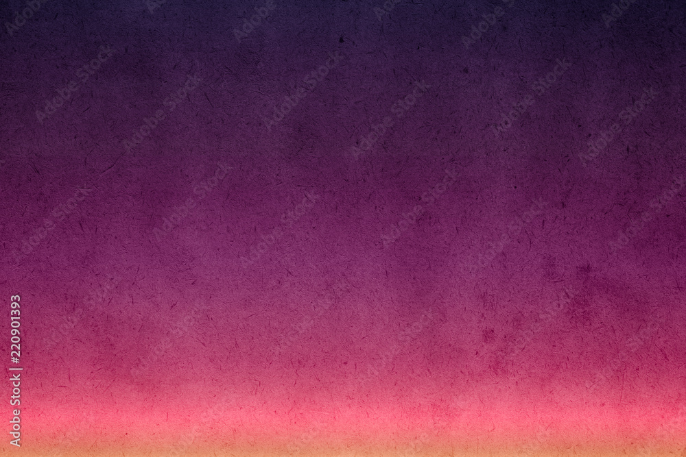 Deep pink gradient watercolor paint on old paper with grain smudge ...