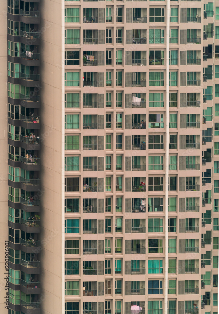 texture of a skyscraper, walls of a high-rise building with windows ...