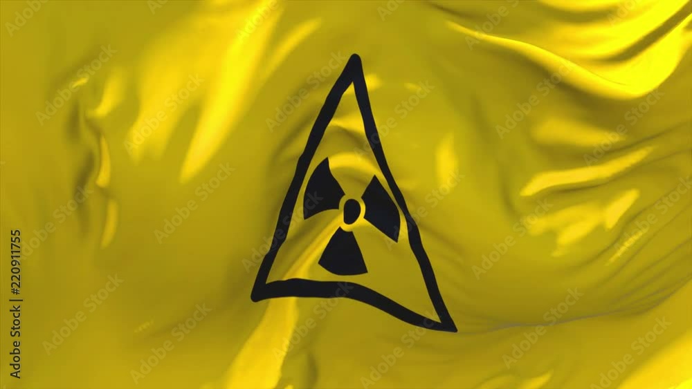 344. Radiation Nuclear Sign Flag Waving in Wind Slow Motion Animation ...