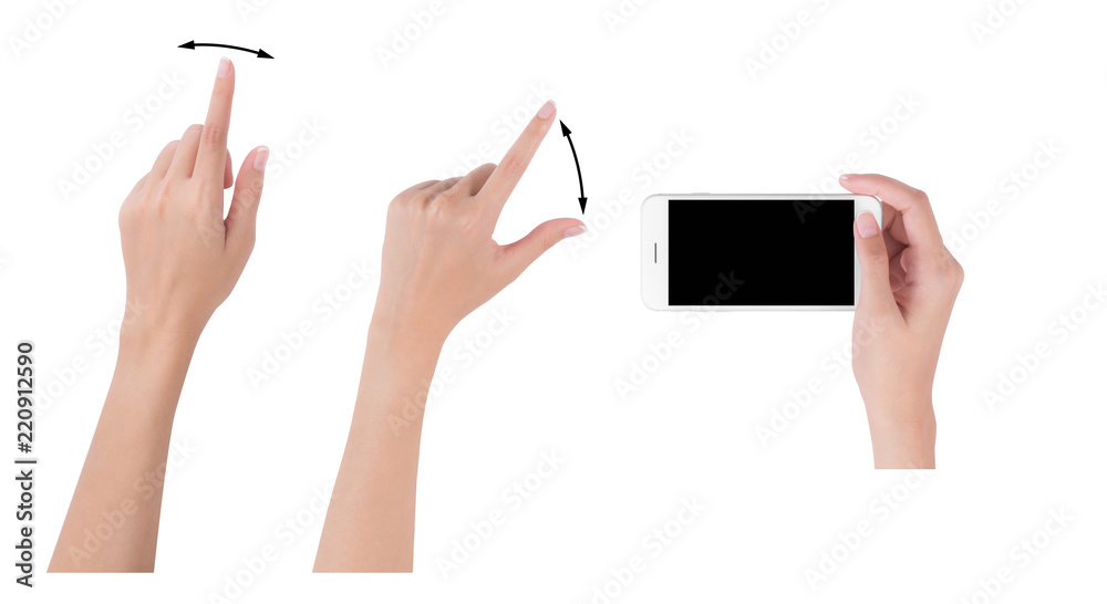 Woman hands holding smart phone with blank screen display, Collection ...