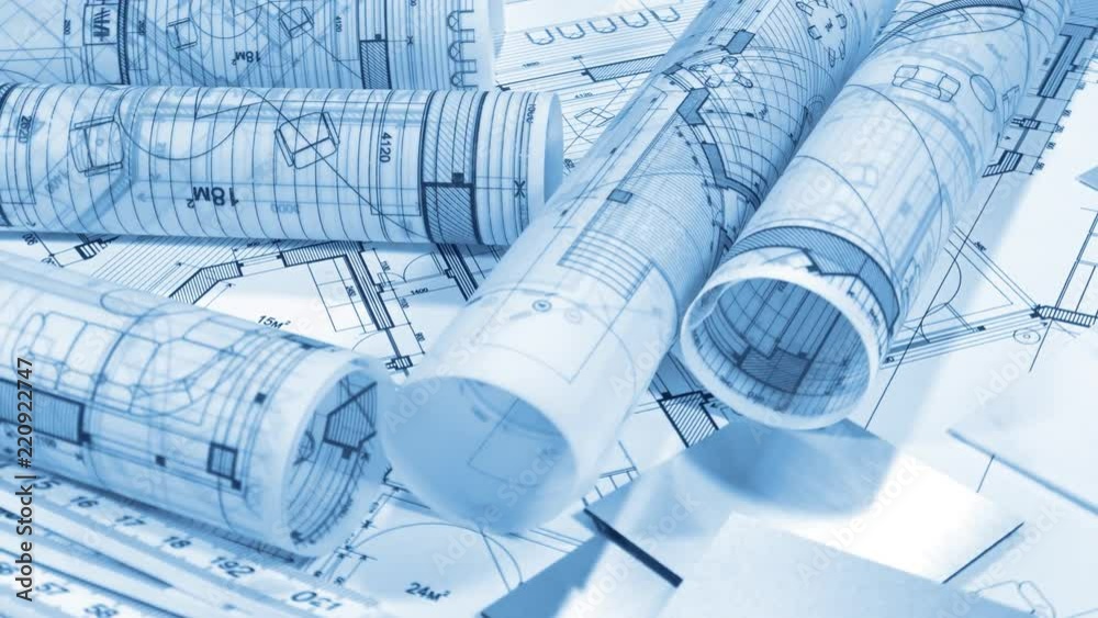 Architectural Blueprints - rolls of architectural drawings smoothly ...