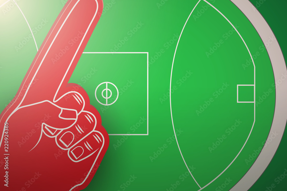 Icon of Australian rules football field stadium with fun finger. Vector ...
