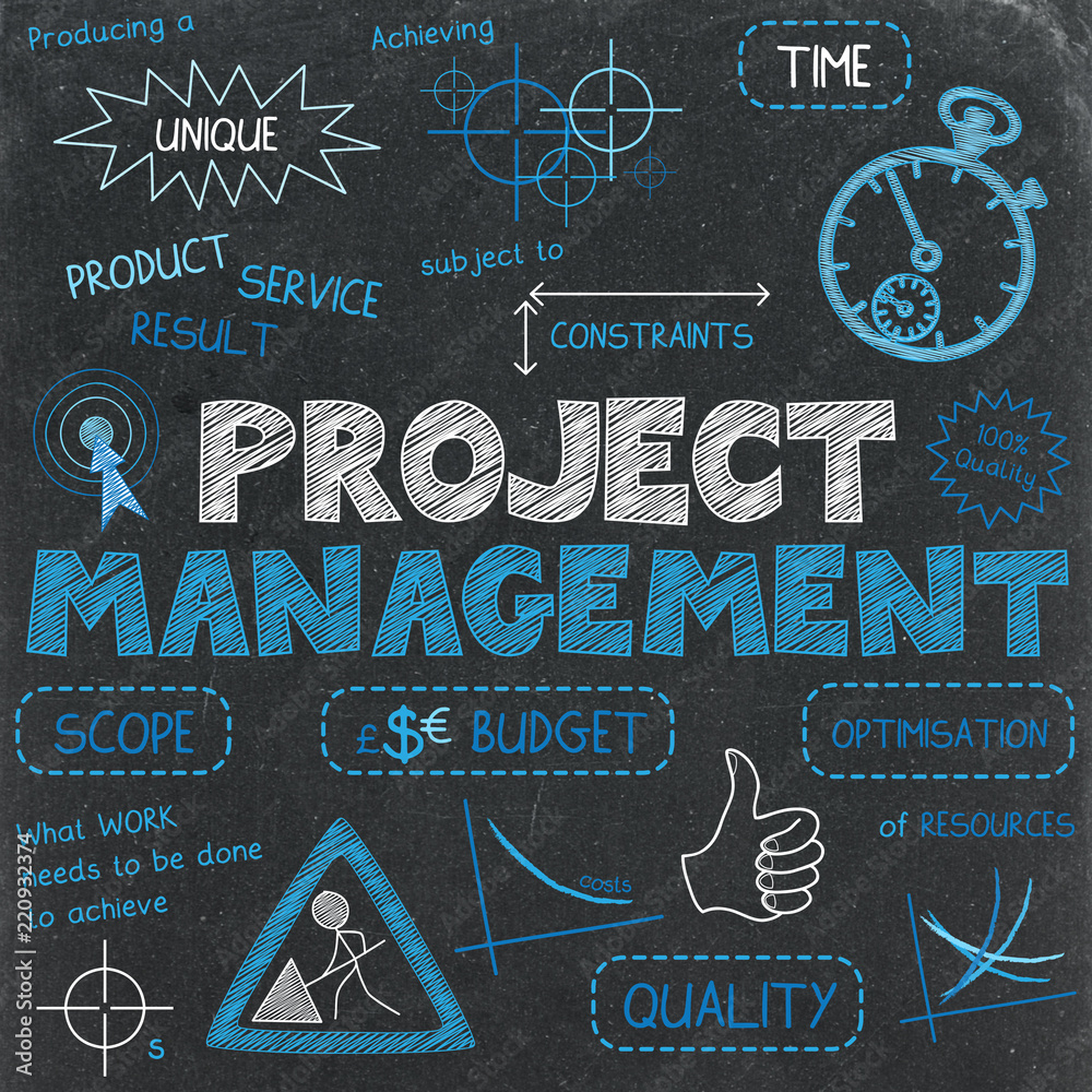 PROJECT MANAGEMENT graphic notes on chalkboard Stock-Illustration ...