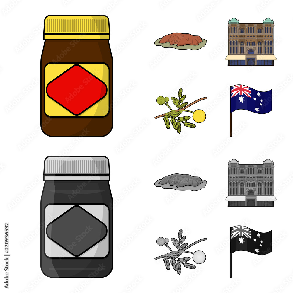 The palace of Queen Victoria, Mount Uluru, a flower of a mimosa, a ...