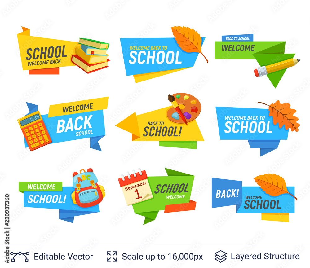 Education colorful badges vector set. Stock Vector | Adobe Stock