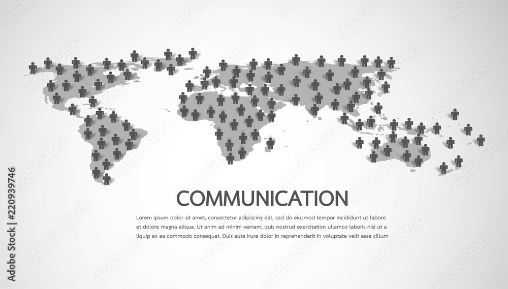Connecting people with World map point and line composition concept of ...