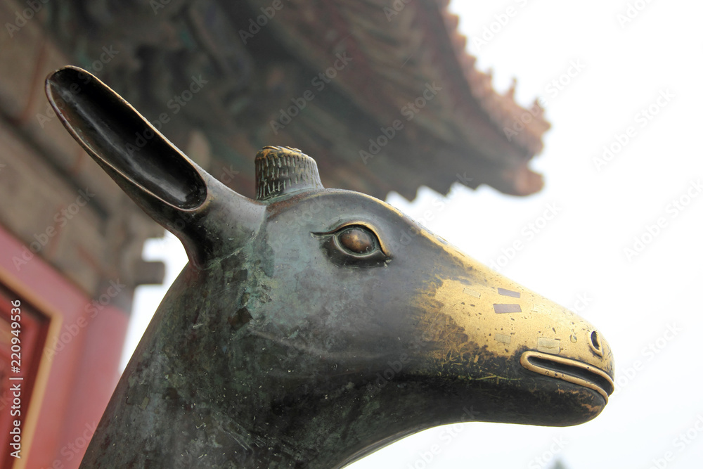Copper deer sculpture in the Eastern Royal Tombs of the Qing Dynasty ...
