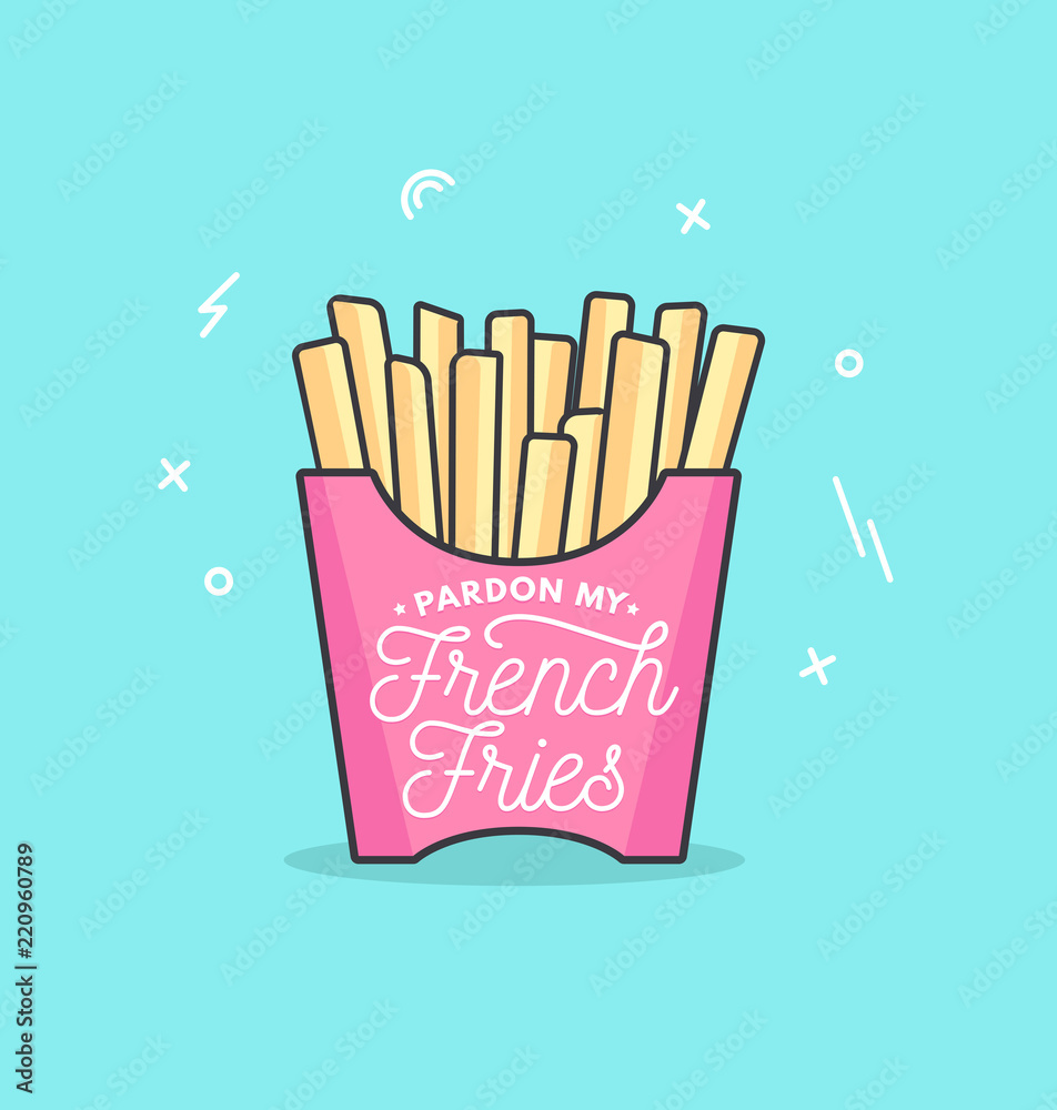 Pardon my french fries feminine inspirational poster in trendy linear ...