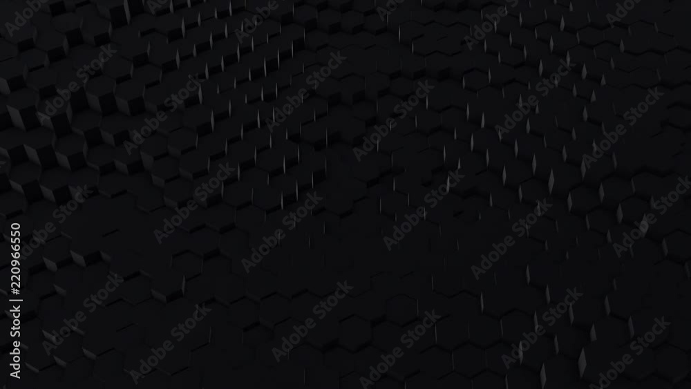 A lot of black hexagons on the surface of the whole screen, volumetric ...