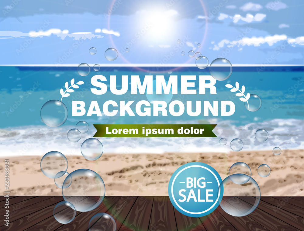 Summer sea background Vector realistic. blur effect templates Stock ...