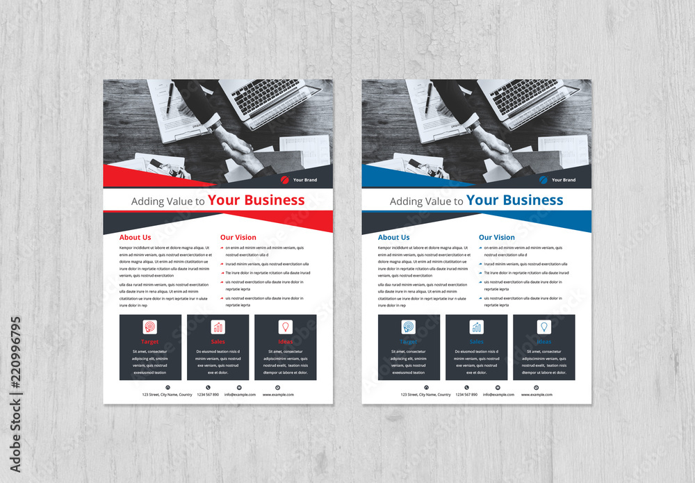 Flyer Layout with Diagonal Elements Stock Template | Adobe Stock
