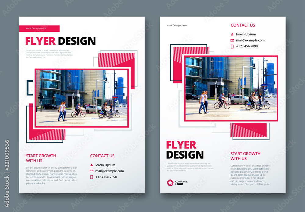 Flyer Layout with Layered Rectangular Shapes Stock Template | Adobe Stock