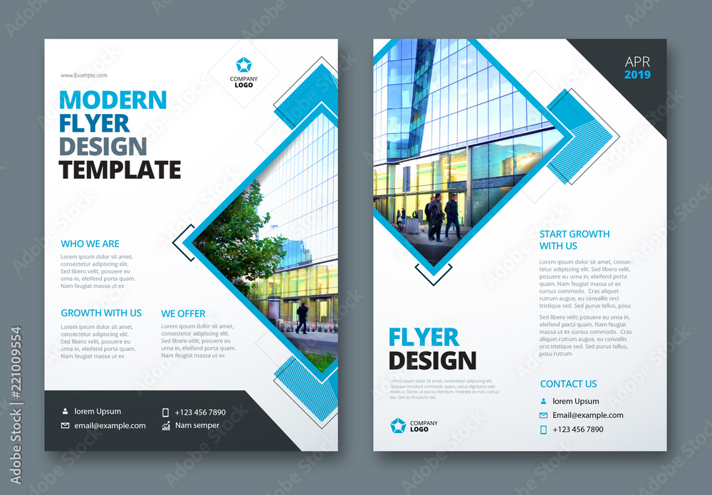 Flyer Layout with Layered Diamond Shapes Stock Template | Adobe Stock