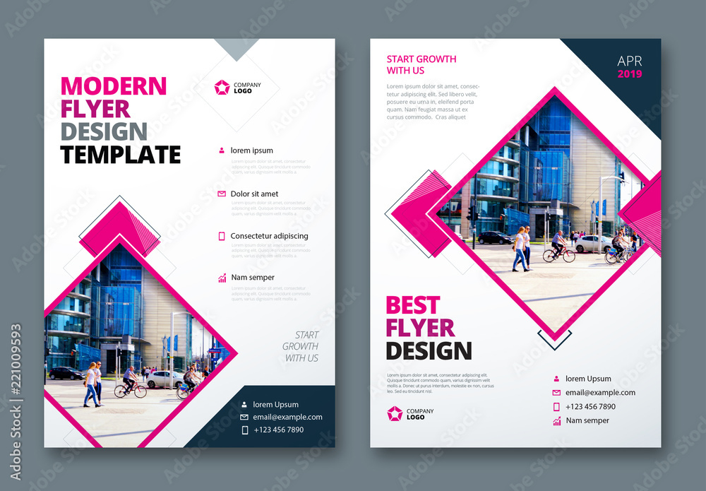 Flyer Layout with Layered Diamond Shapes Stock Template | Adobe Stock