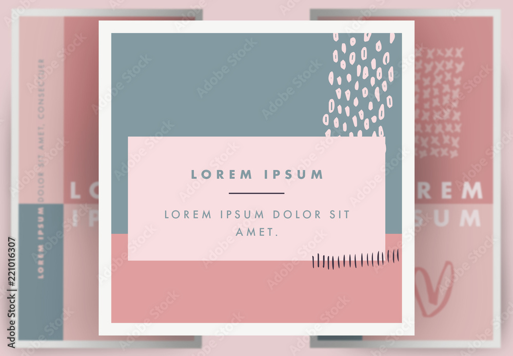 Social Media Post Layouts with Hand Drawn Elements Stock Template ...