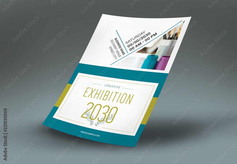 Flyer Layout with Angled Text Stock Template | Adobe Stock