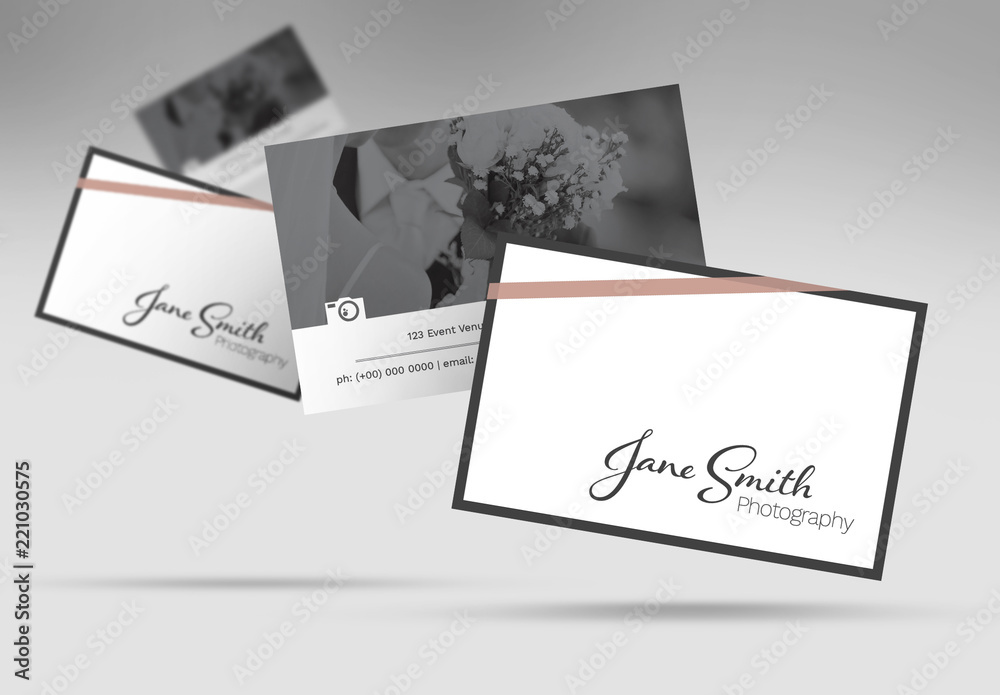 Business Card Layout with Photo Placeholder Stock Template | Adobe Stock