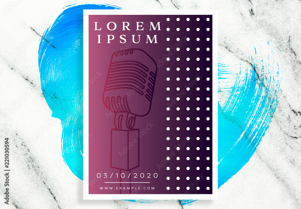 Flyer Layout with Microphone Illustration Stock Template | Adobe Stock