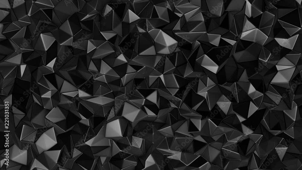 Black crystal background with triangles. 3d illustration, 3d rendering ...