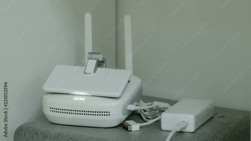 White control panel from aircraft drones with antennas and closed ...